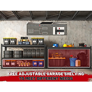 REIBII 55" W Garage Shelving 3000LBS Heavy Duty Storage Shelves 5 Tier Adjustable Metal Shelving Unit for Storage Rack Garage Storage Shelves Industrial Utility Shelf, 55" W x 24" D x 72" H