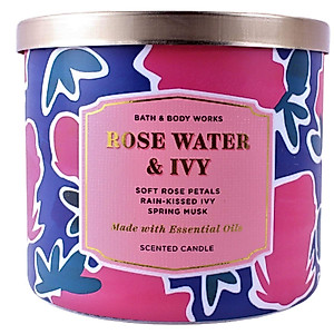 White Barn Bath and Body Works Rosewater & Ivy 3 Wick Candle 14.5 oz