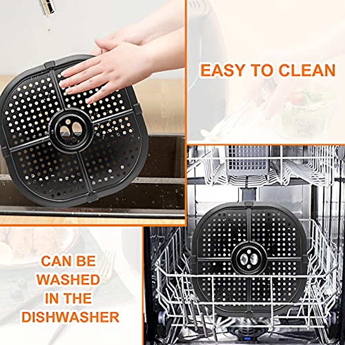 Air Fryer Crisper Plate for COSORI 5QT Air Fryers, 9.09IN Premium Square Nonstick Air Fryer Tray Grill Pan Replacement Parts Accessories Rack with Rubber Tips for Instant Air Fryer