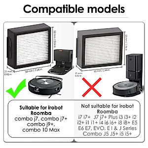 (6 Pack) Combo 10 Max Replacement HEPA Filter Compatible with iRobot Roomba Combo J7+ plus/Combo j9+/ Combo 10 Max Robotic Vacuum Cleaner HEPA Filters Accessories(NOT FOR Roomba combo j5 combo j5+)