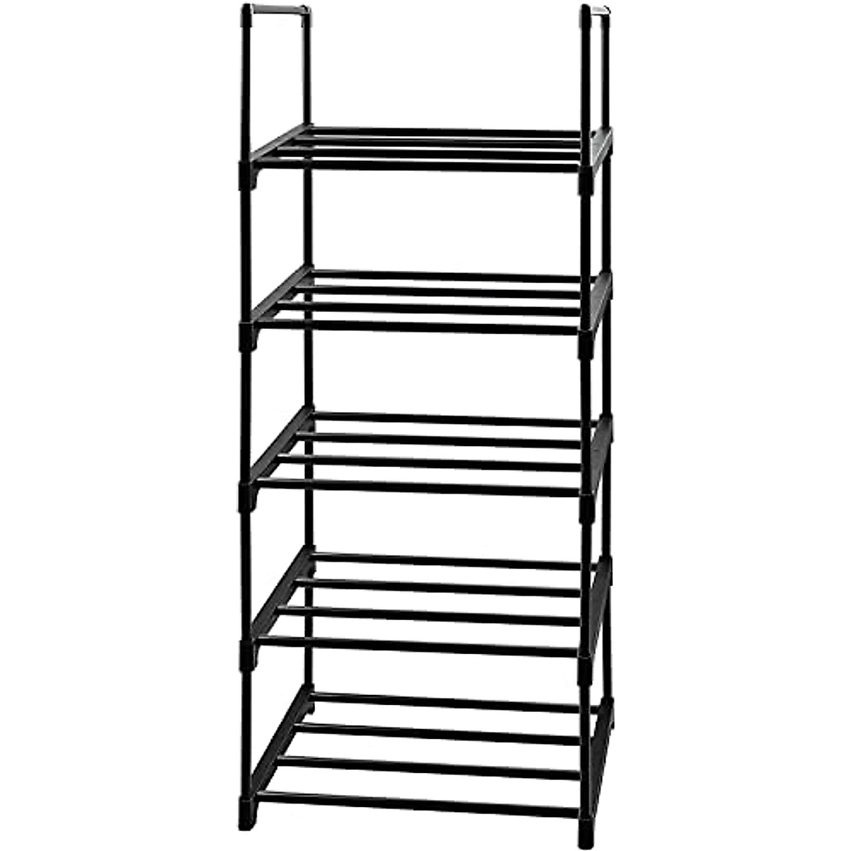 HOSTARME 5 Tiers Shoe Rack for Closet Entryway, Free Standing Racks Shelf Storage Organizer Bedroom Hallway, Black