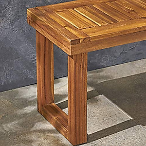 Christopher Knight Home Kemp Outdoor Acacia Wood Bench, Sandblast Natural Finish