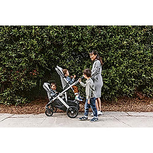 UPPAbaby Vista V2 Stroller- Greyson (Charcoal Melange/Carbon/Saddle Leather) + Upper Adapters + RumbleSeat V2- Greyson (Charcoal Melange/Carbon/Saddle Leather)