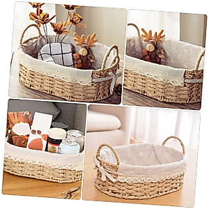 Amosfun Wicker Cutlery Basket Wardrobe Basket Small Wicker Basket Home Storage Basket Bread Magazine Storage Basket Seaweed Baskets Toy Basket Rattan Desktop Basket Baby Cosmetic