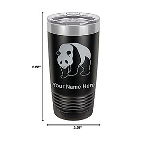 LaserGram 20oz Vacuum Insulated Tumbler Mug, Panda Bear, Personalized Engraving Included (Black)