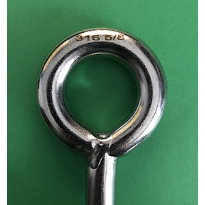 US STAINLESS Stainless Steel 316 Eye Bolt 5/8" x 8" UNC Short Thread Marine Grade Pitch of 11