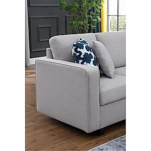 Devion Furniture 5-Seat Modern Fabric Upholstered Reversible Modular Sectional Sofa with 2 Ottomans in Light Gray Finish