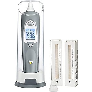 HealthSmart Digital Ear Thermometer for Babies, Kids and Adults - Instant and Accurate Results, Infrared Technology, Visual Fever Indicator, and 30 Disposable Lens Covers, FSA & HSA Eligible