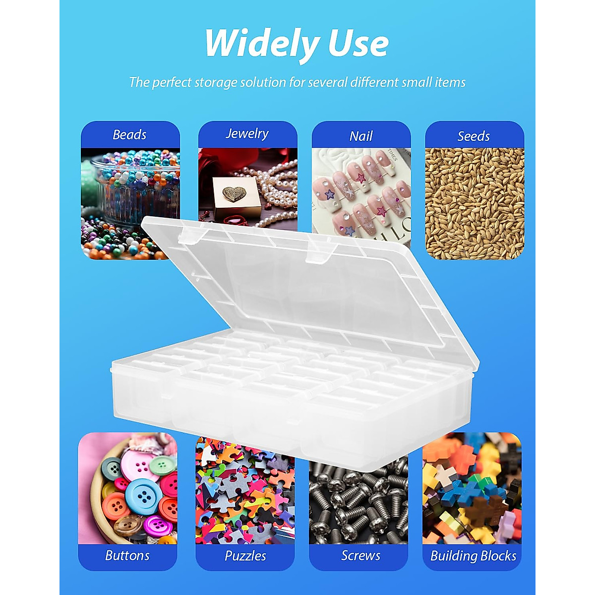 75Pcs Small Bead Organizer Box, Clear Rectangles Bead Storage Containers with Lids, Plastic Craft Storage Box Bead Cases, Mini Small Parts Organizer for Jewelry Nail Screws Seeds and Labels