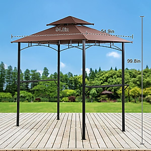 Gazebo Canopy Tent 8'x 5' with Air Vent Tent for BBQ Outdoor Patio Grill Gazebo, Party Patios Large Garden Commercial Use Backyard Events Etc, Easy to Assemble, Elegant Design, Good Stability, Brown