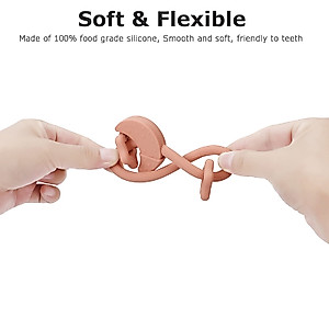 Eoopoon Silicone Baby Teething Toy, Silicone Baby Ring Teether for Babies 3 Months+, Raised Texture to Soothe Gums, BPA Free, Boys Girls Shower, Birthday, Christmas Gifts (Sage)