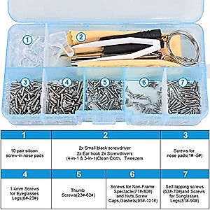 OctinPris Eyeglass Sunglass Repair Kit with Screws Tweezers Screwdriver Tiny Micro Screws Nuts Assortment Stainless Steel Screws Glasses Repair Nose Pads for Spectacles