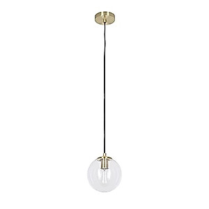 Catalina Lighting 23124-000 Mid-Century Modern Glass Globe Mini Pendant, 8", Brass