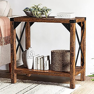 IDEALHOUSE Narrow End Table for Small Spaces, Rectangular Farmhouse Nightstand Sofa Side Table for Living Room, Bedroom, Lounge(Vintage)