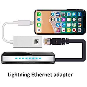 [Apple MFi Certified] Lightning to Ethernet Adapter,RJ45 Ethernet LAN Network Adapter Cable with 8 Pin Connector Compatible with iPhone 13/12/11/XS/XR/X/8/7/iPad/iPod, Plug and Play, Supports 100Mbps