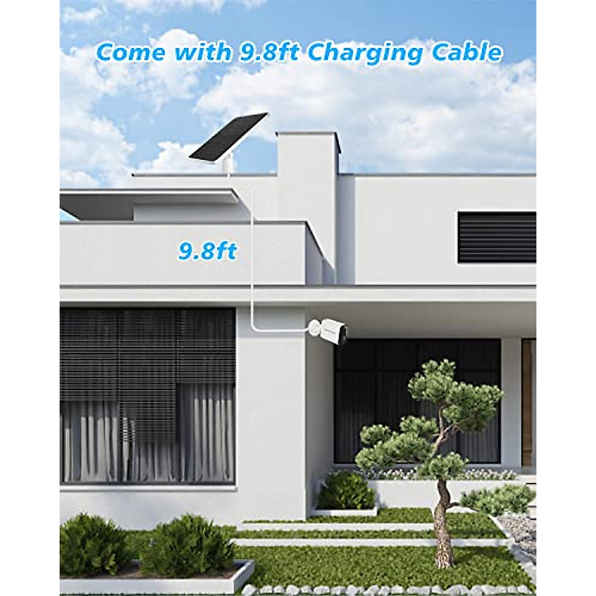 Solar Panel Charger Compatible with Arlo Ultra/Ultra 2/Pro 3/Pro 4/Pro 3 Floodlight Security Camera, 5V 4W Solar Panels Charging IP65 Weatherproof w/ 9.8ft Charging Cable Adjustable Wall Mount, 2 Pack