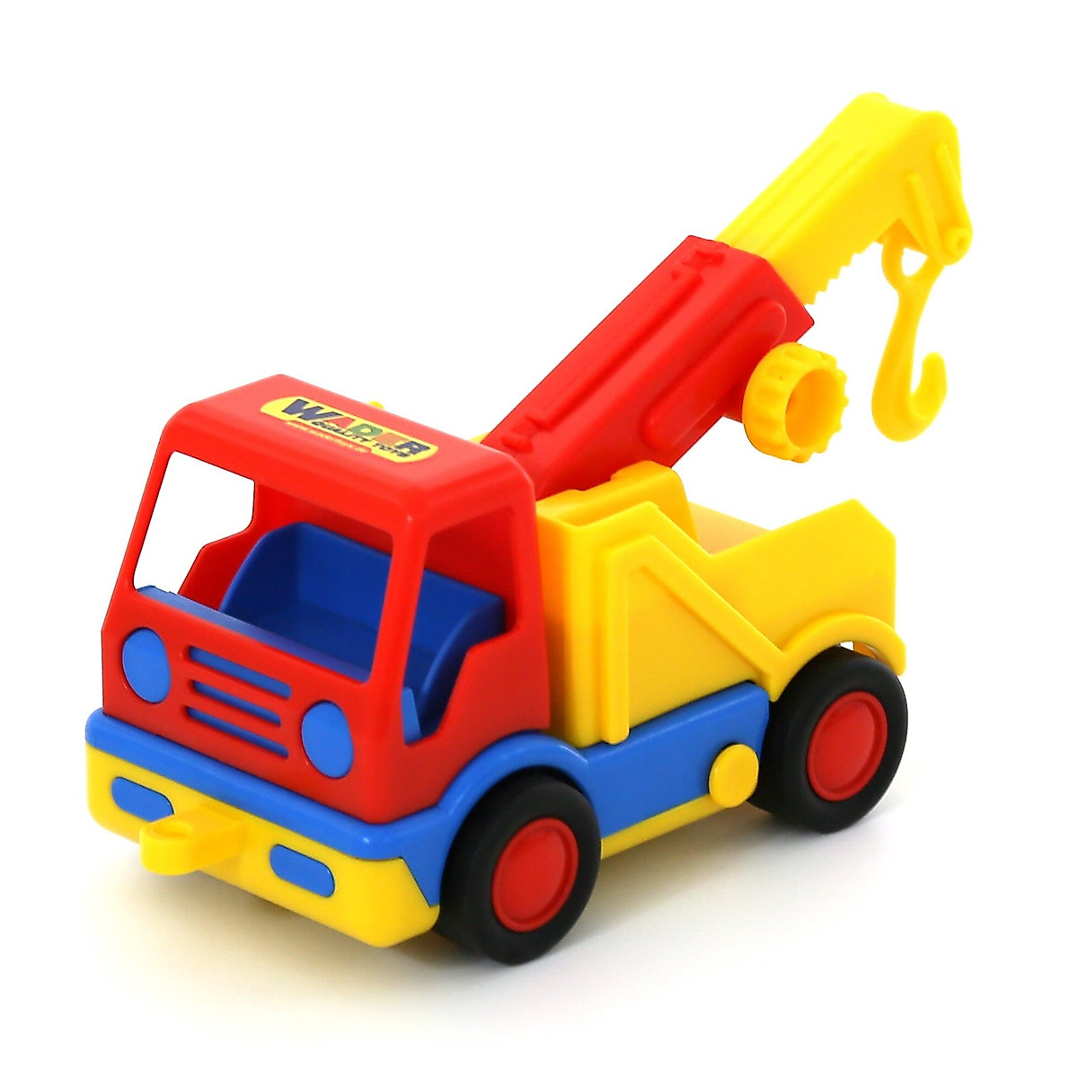 Wader Basics Tow Truck Toy For Kids with Noise-Canceling Rubber Tires & with Working Winch