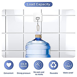 EAONE Large Adhesive Hooks 12 Packs, Heavy Duty Wall Hooks for Hanging Rustproof & Waterproof Wall Hangers Without Nails Sticky Hooks with Silicone Cap for Coat/Towel/Key Bathroom Kitchen