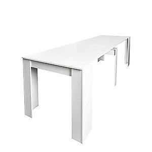 HomVent Expandable Dining Table for 6-12 Person, White Extendable Dining Room Table Wooden Kitchen Table Large Expandable Console Table Extendable from 20" to 118" Dining Table for Small Space