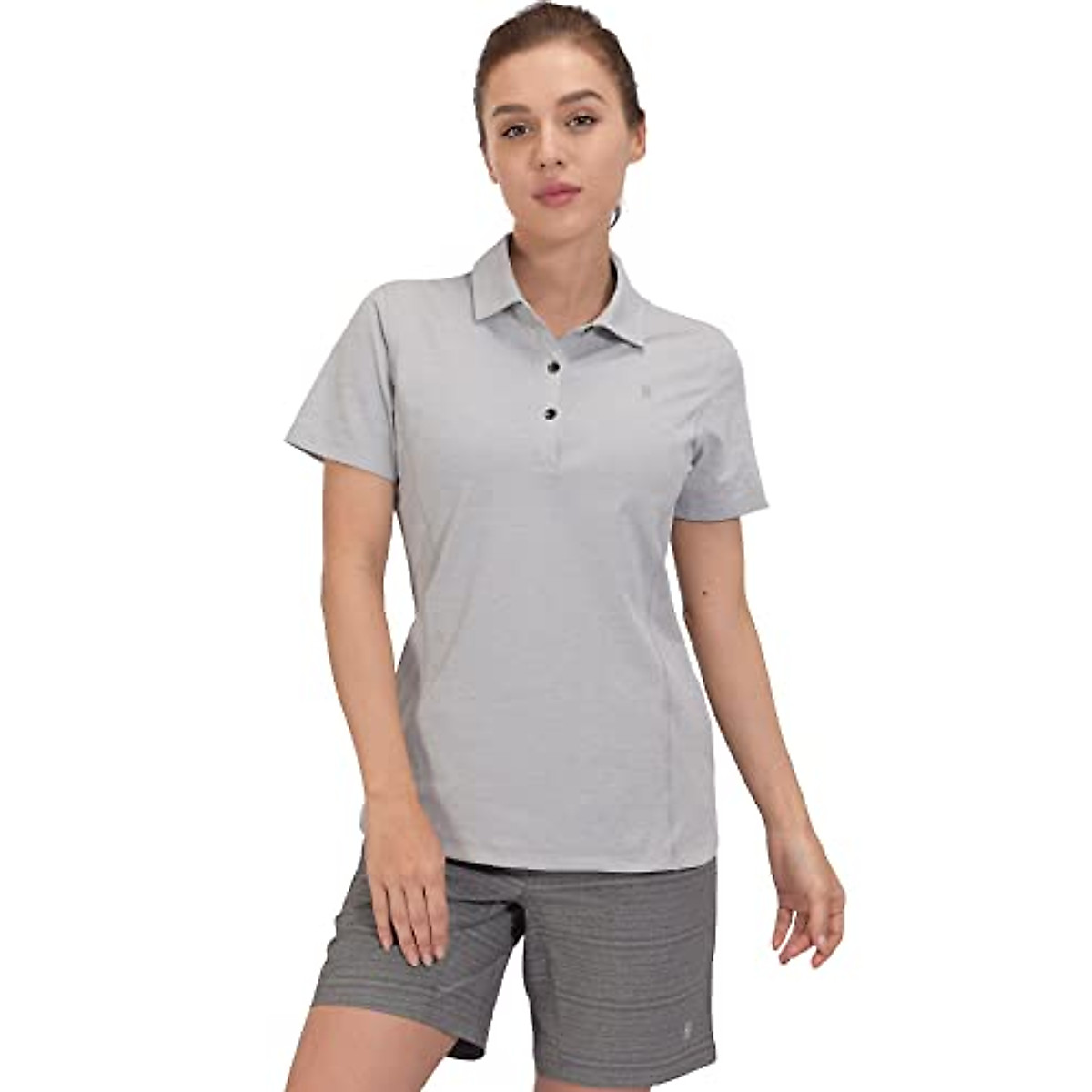Little Donkey Andy Women's Quick Dry Lightweight Golf Polo Shirt Short Sleeve Moisture Wicking Tees Light Gray M