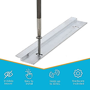 Houseables French Cleat, Picture Hanger Kit, 3 Pair, 6 Inch, 50 Lbs Capacity, Aluminum, Mirror Hanging Hardware, Z Bar Clip Rail Bracket, Wall Mount Hangers w/ Nails, White Board Mounting, Shelf, Art