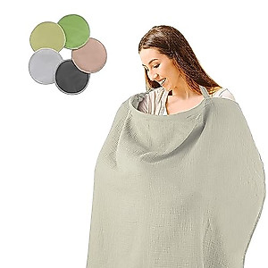 RUIYUE Muslin Nursing Cover for Baby Breastfeeding | 100% Cotton Breathable for Summer,Opaque| Full Coverage for Baby Breastfeeding | Rigid Hoop for Easy Viewing | Soft & Fabric Stylish