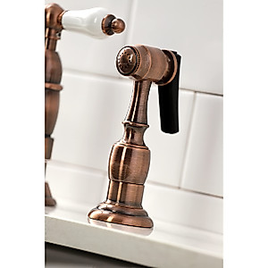Kingston Brass KS127PLBSAC Heritage Bridge Kitchen Faucet, Antique Copper