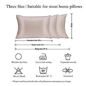 JOGJUE Silk Pillowcase for Hair and Skin 2 Pack 100% Mulberry Silk Bed Pillowcase Hypoallergenic Soft Breathable Both Sides Silk Pillow Case with Hidden Zipper, Pillow Cases (Standard, ApricotGray)