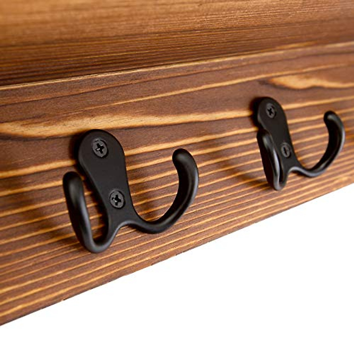 Ripple Creek Key Holder for Wall and Mail Shelf - Decorative Wooden Wall Organizer Rack for Keys, Letters, Bills - Pine Wood Unique Rustic and Industrial Decor - Perfect for Entryway, Kitchen