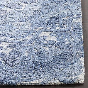 SAFAVIEH Marquee Collection Accent Rug - 4' x 6', Blue & Ivory, Handmade Mandala Medallion Wool, Ideal for High Traffic Areas in Entryway, Living Room, Bedroom (MRQ110D)