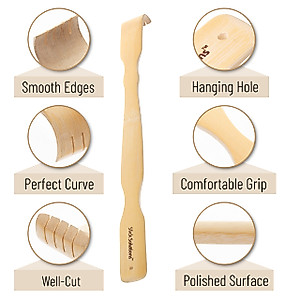 Slick- Bamboo Back Scratcher, 16.5”, 2 pcs, Back Scratcher for Men and Women, Wooden Back Scratcher Long Handle, Back Scratcher Bamboo, Wood Back Scratcher