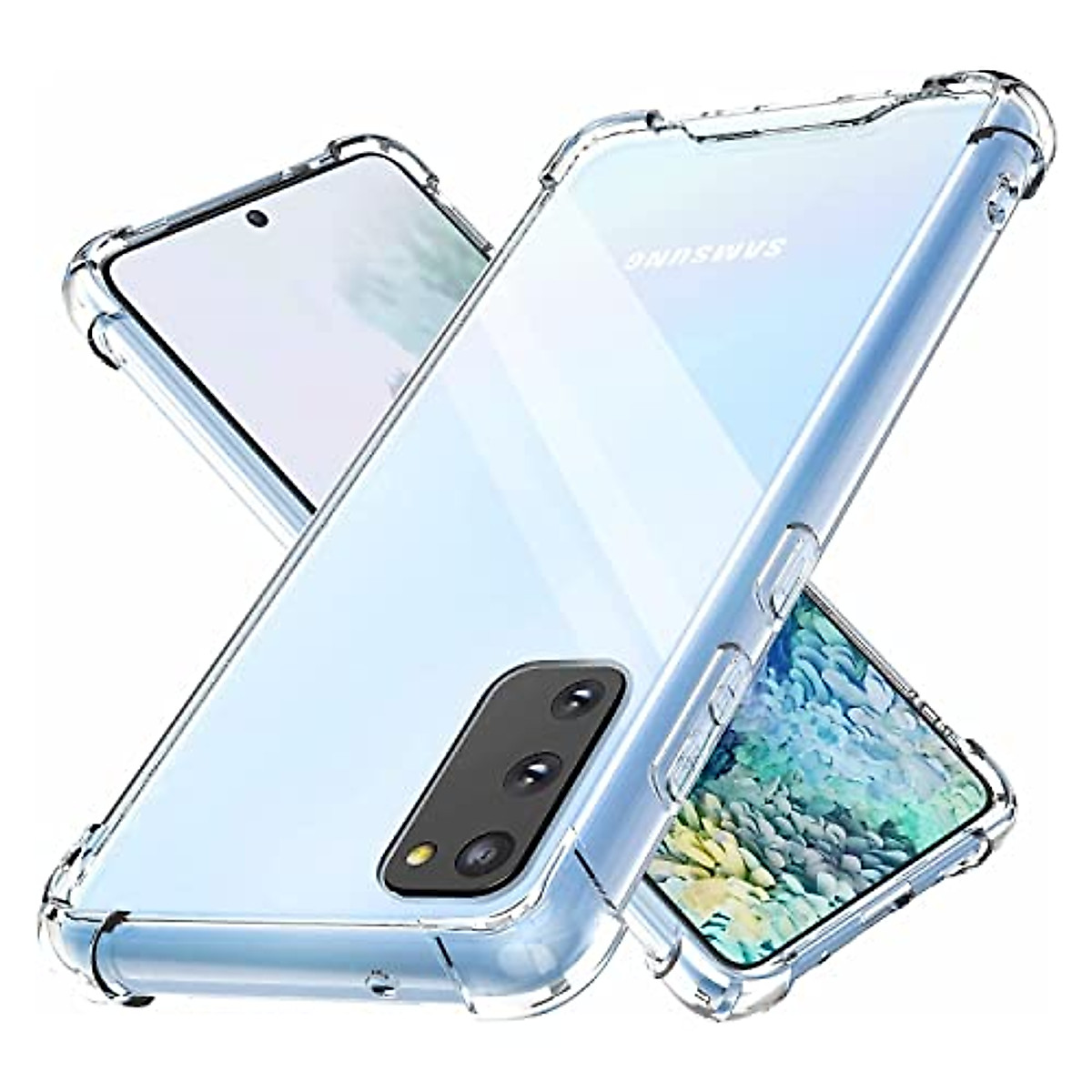 KIOMY Diamond Clear Case for Samsung Galaxy S20 5G Hybrid Hard PC Back Panel with Soft TPU Bumper [Military-Grade Drop Protection] Shockproof [Anti Yellow] Slim Fit Transparent Cover for S20 5G