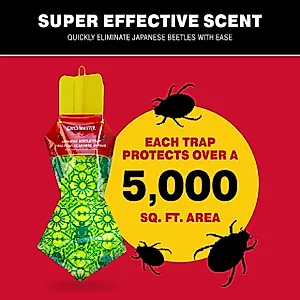 Catchmaster Japanese Beetle Traps Outdoor 6PK, Flying Insect Trap Bag with Dual Pheromone Food Lure, Hanging Bug Catcher for Backyard & Garden, Pest Control for Plants, Trees, Vegetables & Flowers