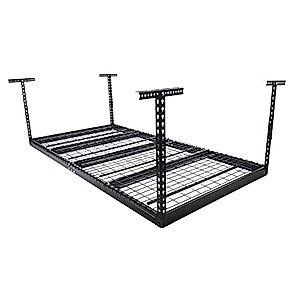 ABN Garage Shelving Ceiling Mounted Storage Racks - 4x8ft Ceiling Garage Storage System for Totes Decorations and More