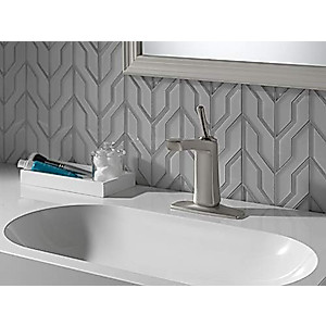 Delta Faucet Vesna Single Hole Bathroom Faucet Brushed Nickel, Single Handle, Drain Assembly, Worry-Free Drain Catch, SpotShield Brushed Nickel 15989LF-SP