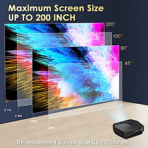 Native 1080p HD Projector, WiFi Bluetooth Projector, 5G WiFi Projector Portable Home Theater Video Projector Compatible w/ HDMI, VGA, USB, iOS&Android Smartphone