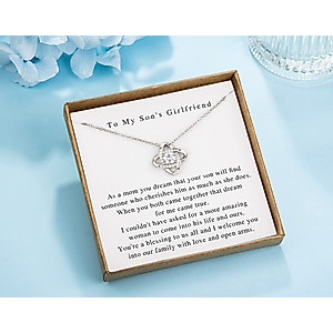 Famdecor To My Son's Girlfriend Gifts from Mom Sterling Silver Knot Necklace for Sons Girlfriend Valentines Day Gifts