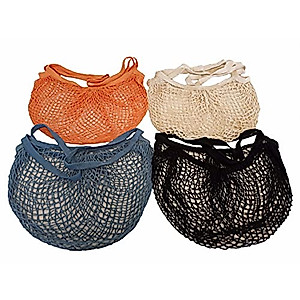Reusable Long Handle Grocery Bags, Fruit and Vegetable Shoulder Bag, Washable Cotton Mesh String Organizer Shopping Handbags