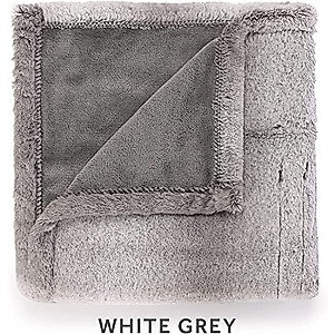 Sunbeam Royal Faux Fur White Grey Heated Personal Throw / Blanket, Cozy-Warm, Adjustable Heat Settings