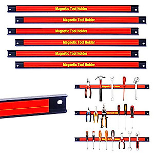 Goplus 6PCS 18" Magnetic Tool Holder, Magnetic Tool Holder Strip, Heavy Duty Magnetic Tool Bar,Space Saving Metal Tool Organizer Rack,Tool Magnet Bar for Workshop Garage Home(Mounting Screws Included)