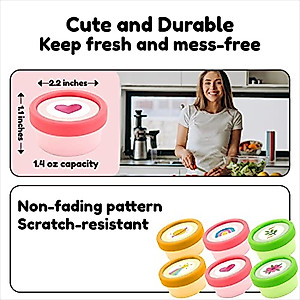 HOUSYLOVE Plastic Small Containers With Lids For Lunch Box, Colorful Dressing Sauce Containers For Lunch Box, Tiny Containers With Lids, Dip Containers For Lunches, 6 Pack