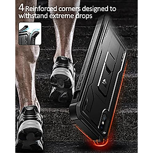 Dexnor for iPhone X/iPhone Xs Case, [Built in Screen Protector and Kickstand] Heavy Duty Military Grade Protection Shockproof Protective Cover for iPhone X/iPhone Xs, Black