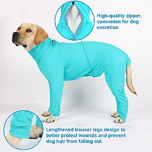Forthcan Dog Recovery Suit Anxiety Calming Shirt for Dog E-Collar Alternative Pet Wounds Protector Medical Surgical Clothes Prevent Shedding Hair Jumpsuits Suit for Home, Car, Travel (XXXL, Blue)