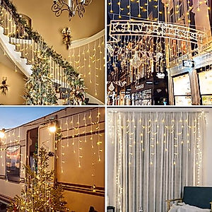 Christmas Lights, Christmas Decorations Outdoor Indoor 416 LEDs 34FT with 8 Modes Icicle String Lights, 2023 New Waterproof Christmas Lights for House, Garden, Holiday, Wedding Party, Yard Decor