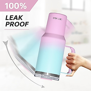 COKTIK 40 oz Tumbler With Handle and Straw Lid, 2-in-1 Lid (Straw/Flip), Vacuum Insulated Travel Mug Stainless Steel Tumbler for Hot and Cold Beverages,Easy to Clean (Bubble Gum)