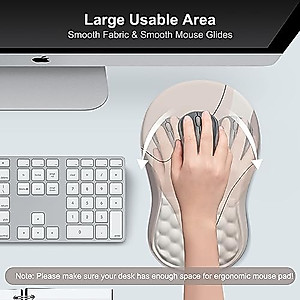 iCasso Ergonomic Mouse Pad Wrist Support, Wrist Rest, Comfortable Computer Gel Mouse Pad for Laptop, Memory Foam,Pain Relief Mousepad with Non-Slip PU Base for Office Home (Brown Art)