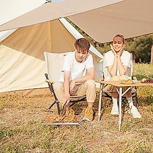 YETO Two Hight Camping Grill Grate with Legs 304 Stainless Steel Folding Campfire Over Fire Portable and Carrying Bag for Outdoor Cooking BBQ Picnic Hiking, Silver-Large, 16.3 x 12.2 x 8.6 inches