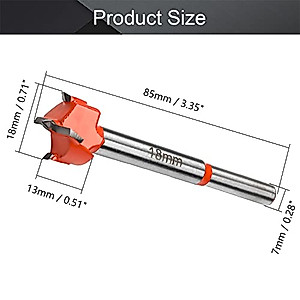 Toolmart Carbide Forstner Drill Bit, 18mm Round Shank Woodworking Hole Saw Cutter, 85mm Length Woodworking Hole Boring Bit (Orange)