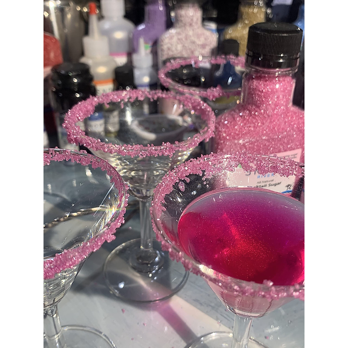 Snowy River Pink Cocktail Rimmer - Naturally Colored Pink Cocktail Sugar, Beverage Rimmer, Margaritas, Kosher (3oz Pink)