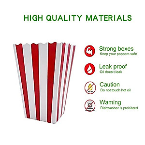 Jaojaopn Striped Popcorn Containers, 4.5 x 2.75 Mini Popcorn Boxes Snack Container Set for Movie Night or Various Party Themes. 50 pcs (red and white)